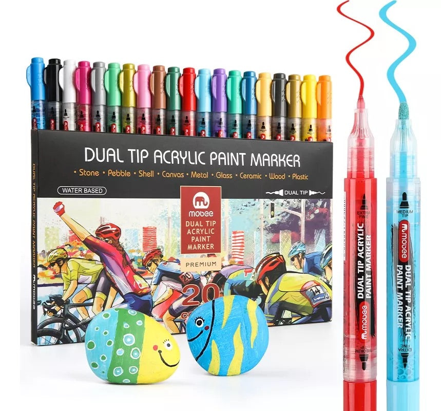 Marcadores Acrílicos Doble Punta Mobee 20 Colores – Bottegachile